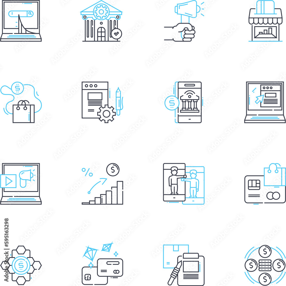 Business intelligence linear icons set. Analytics, Dashboards, Insights ...