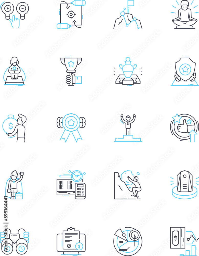 Communication strategy linear icons set. Messaging, Engagement ...