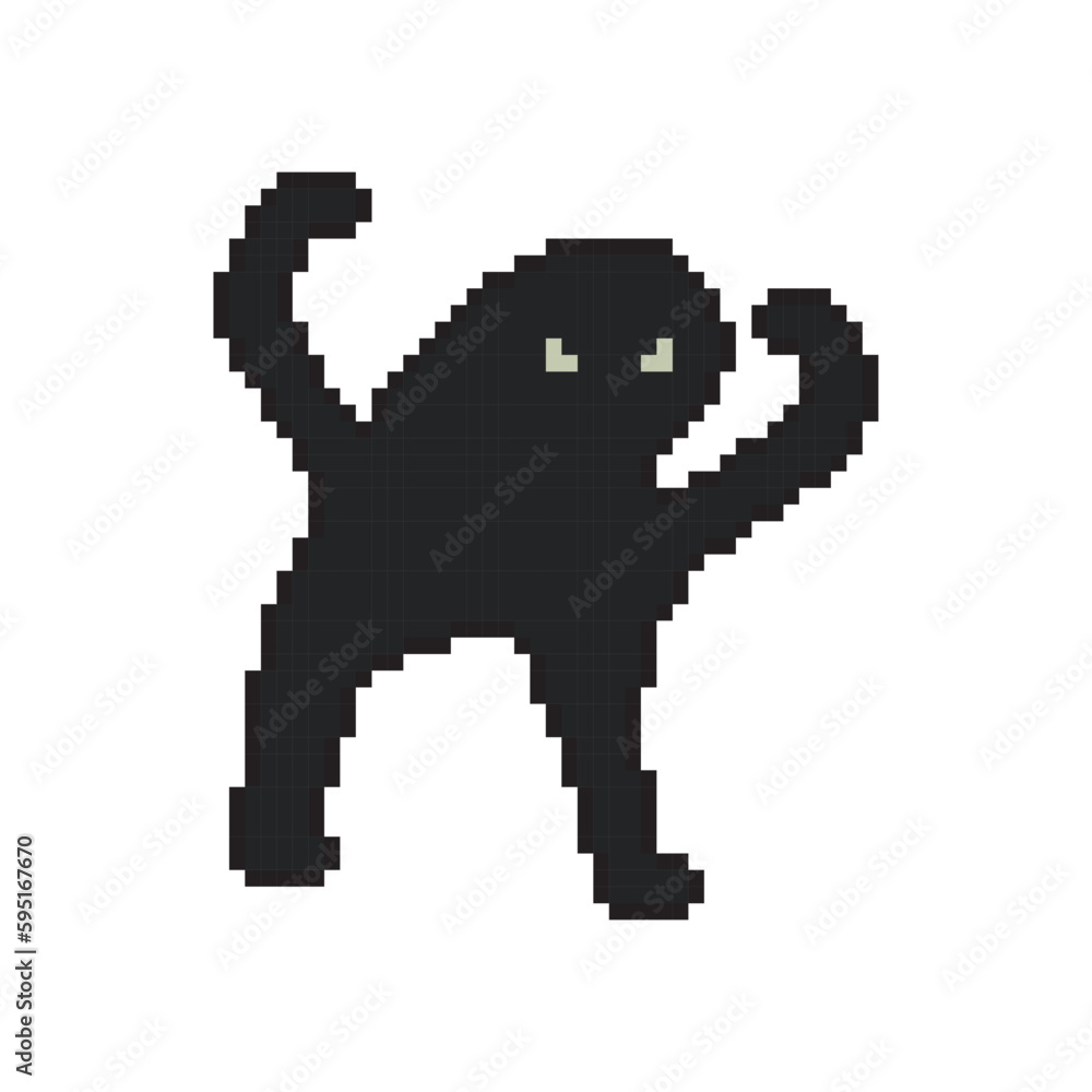 Black Cat Pixel Art Meme Stock Vector Adobe Stock