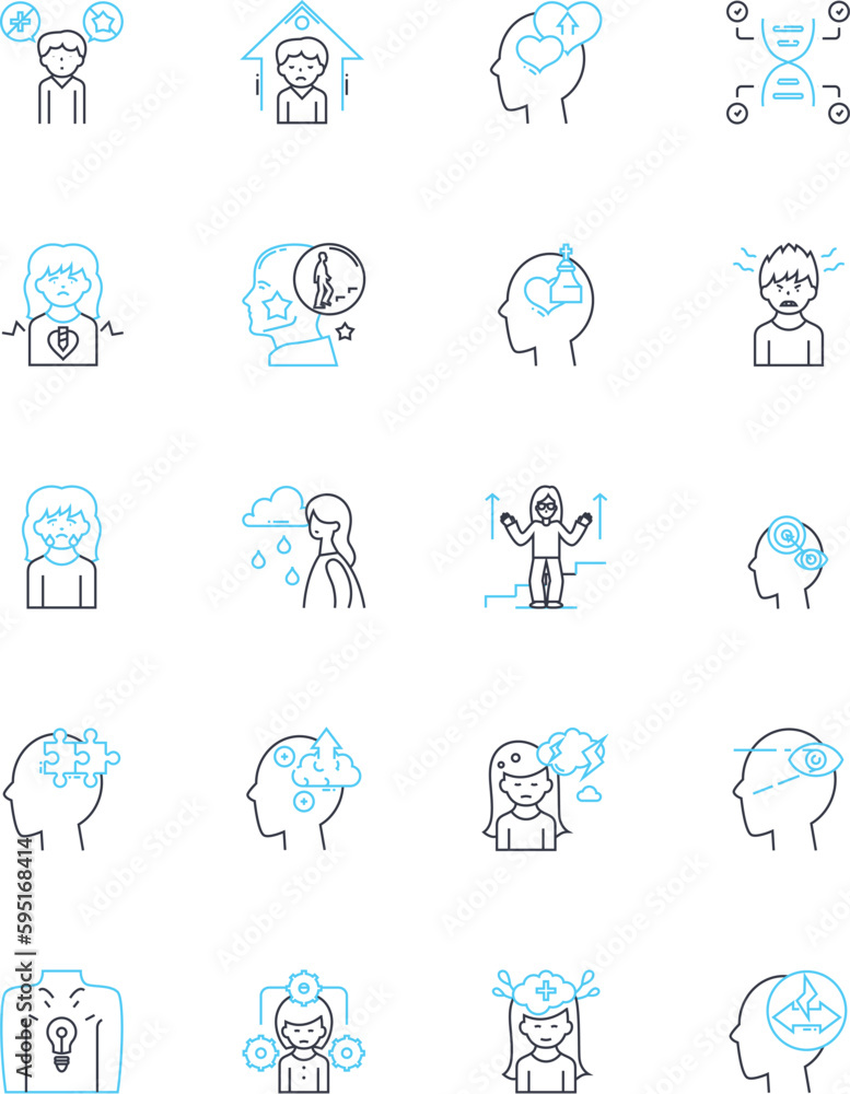 Psychological mindset linear icons set. Resilience, Perseverance ... Psychological mindset linear icons set. Resilience, Perseverance ...