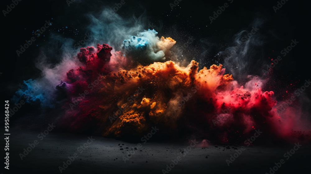 ภาพประกอบสต็อก Colorful Explosions: A Photorealistic World of Liquid ...
