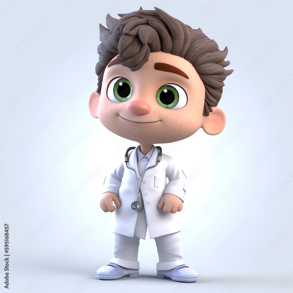 doctor cartoon character isolated on white background - generative ai ...