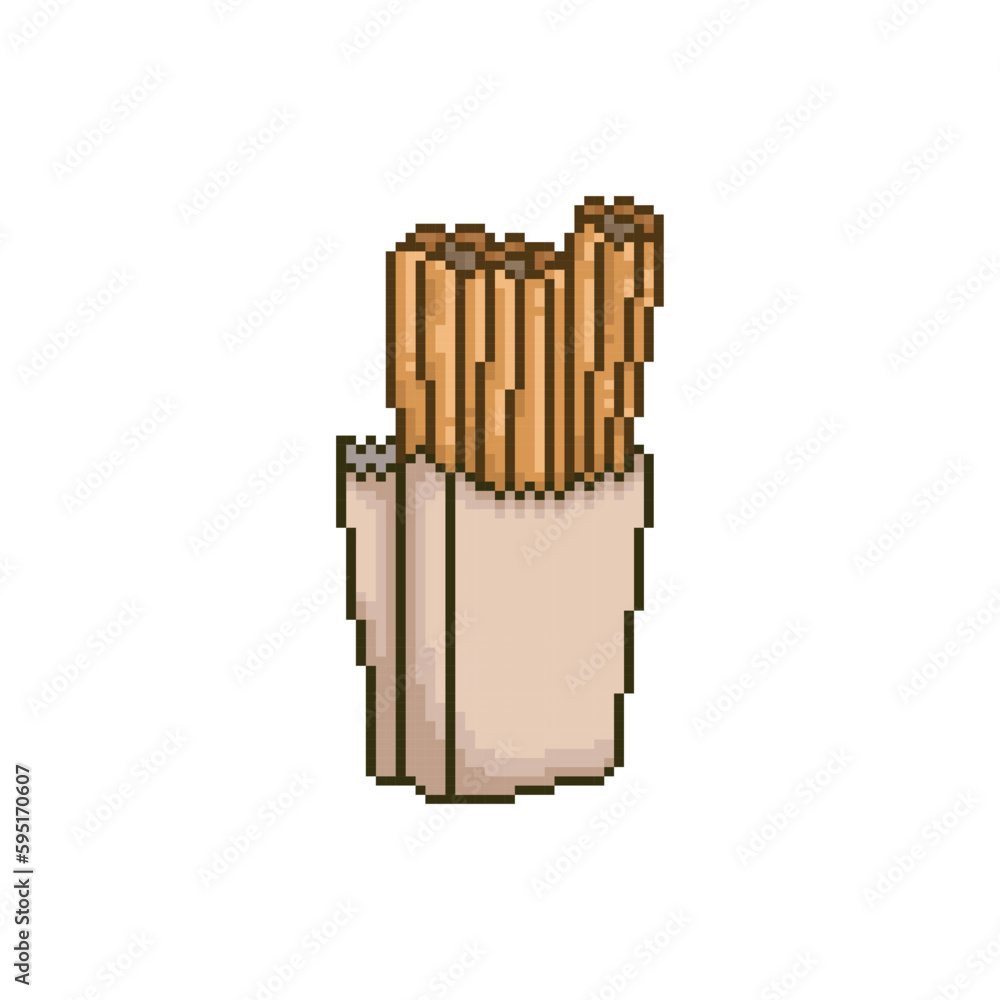 Churros in a bag, pixel art food Stock Vector | Adobe Stock