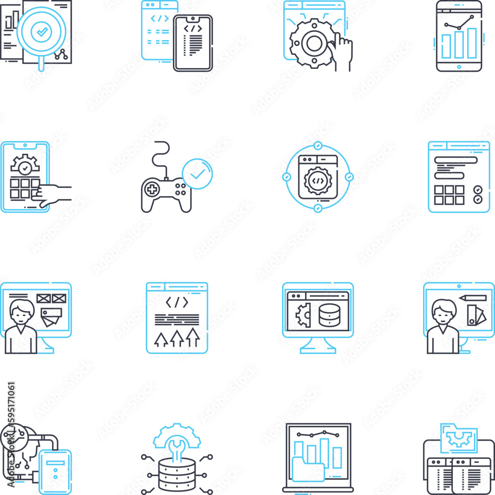Big data linear icons set. Analysis, Analytics, Automation, Cloud ... Big data linear icons set. Analysis, Analytics, Automation, Cloud ...