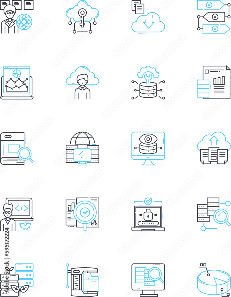 Risk assessment linear icons set. Probability, Threat, Hazard ...