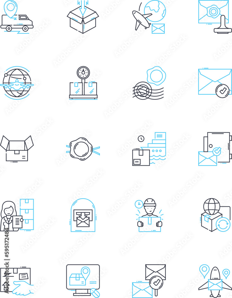 Letter linear icons set. Alphabet , Correspondence , Communication ...