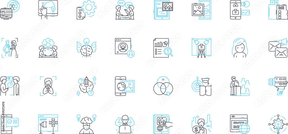 Artificial Intelligence And Robotics Linear Icons Set Automation Neural Machine Algorithm