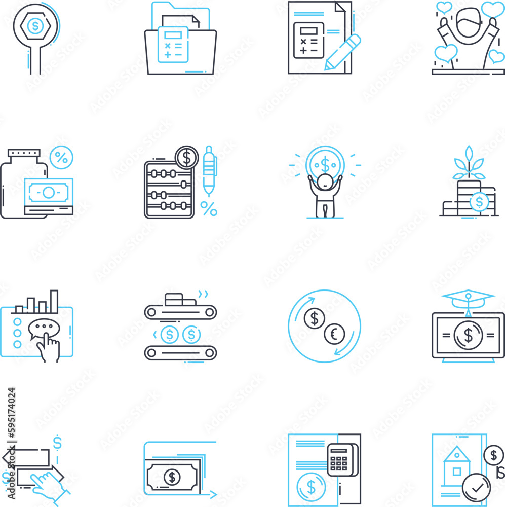 Cloud Computing And Storage Linear Icons Set Virtualization Scalability Accessibility