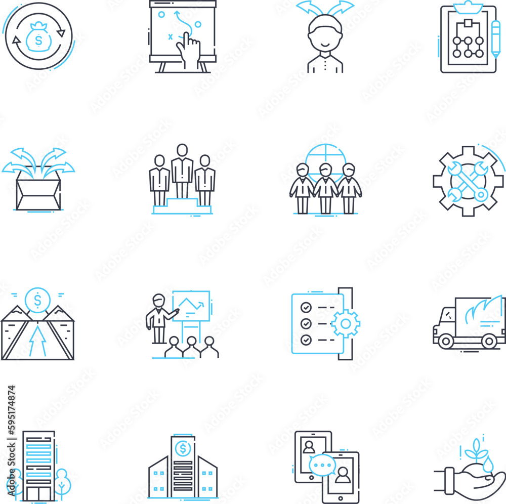 Beginning steps linear icons set. Initiative, Start, Introduction ...