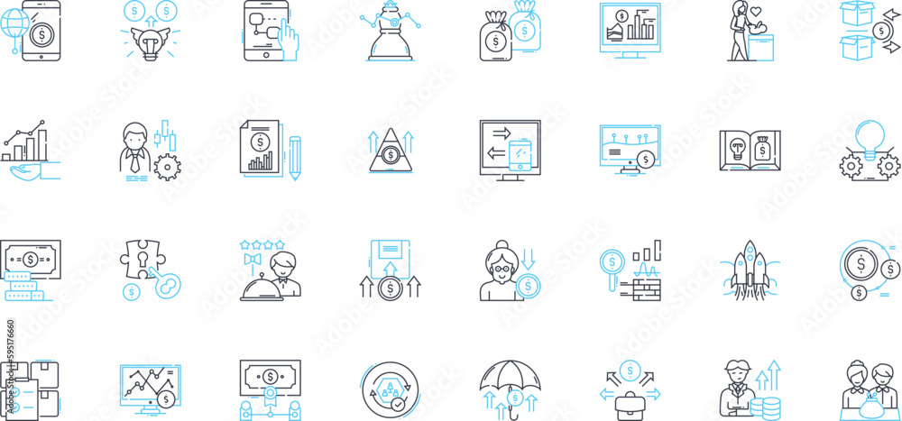 Capital Allocation Linear Icons Set Efficiency Budgeting Analysis