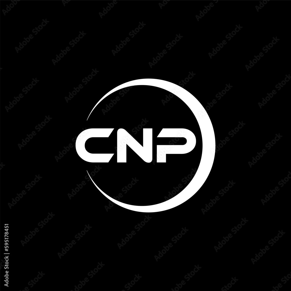 CNP letter logo design with black background in illustrator, cube logo ...