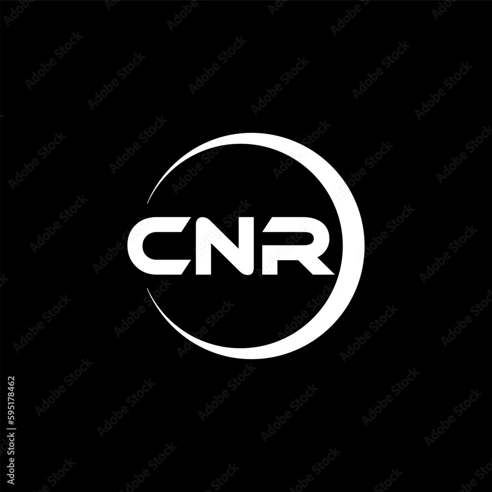 CNR letter logo design with black background in illustrator, cube logo ...