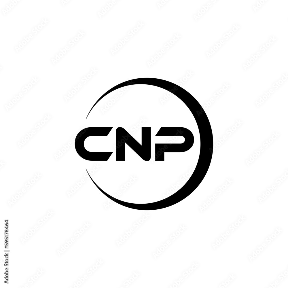CNP letter logo design with white background in illustrator, cube logo ...