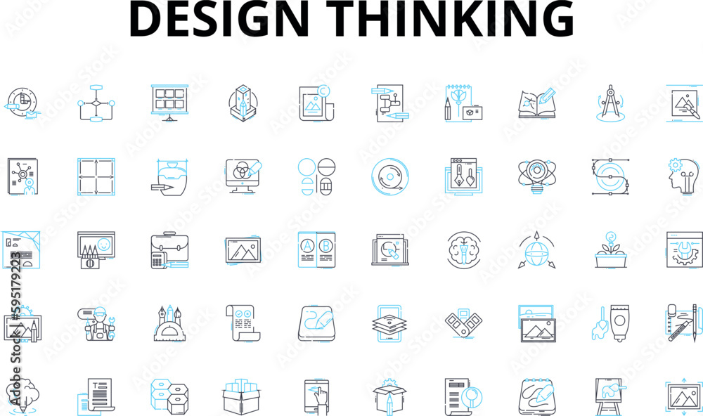 Design thinking linear icons set. Ideation, Prototyping, Empathy ...