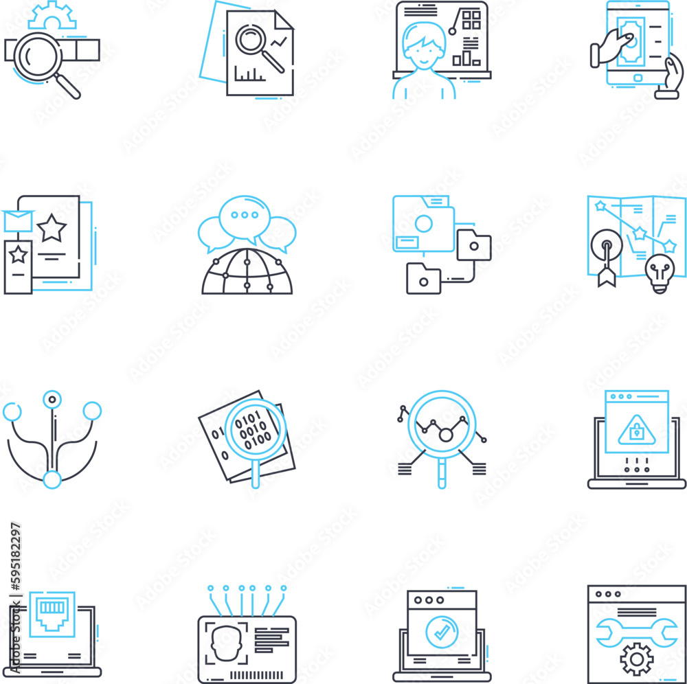 Market forecasting linear icons set. Prediction, Analysis, Trend ... Market forecasting linear icons set. Prediction, Analysis, Trend ...