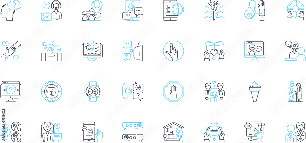Personal Growth linear icons set. Discovery, Transformation, Courage ...