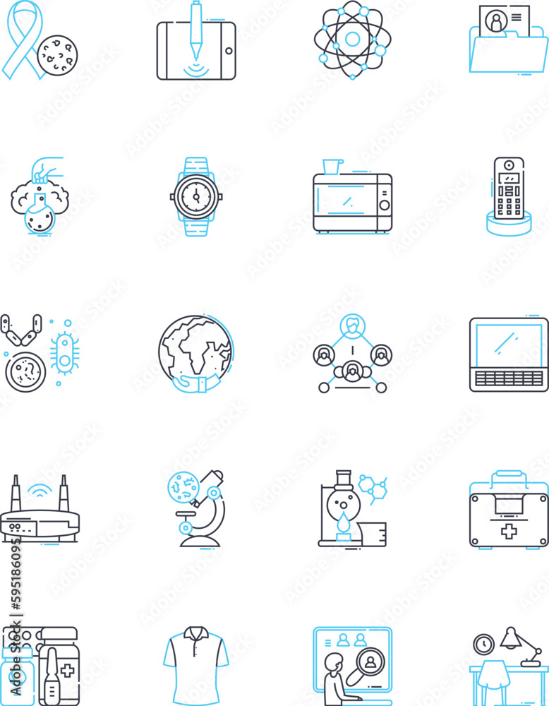 Pharmacology linear icons set. Medications, Drugs, Pharmacokinetics ...