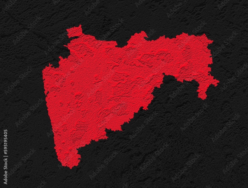 Maharashtra red map on isolated black textured background. High quality ...