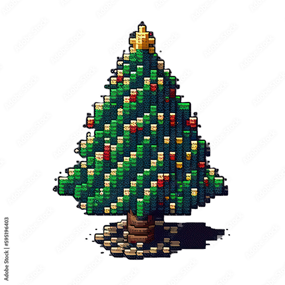 Pixel trees. Pixel christmas tree. Pixel art of christmas tree Isolated ...