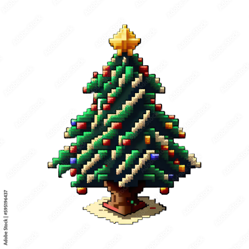 Pixel trees. Pixel christmas tree. Pixel art of christmas tree Isolated ...