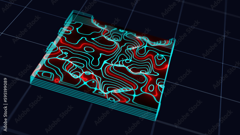 Topographic seismic map scannig radar holographic illustration ...