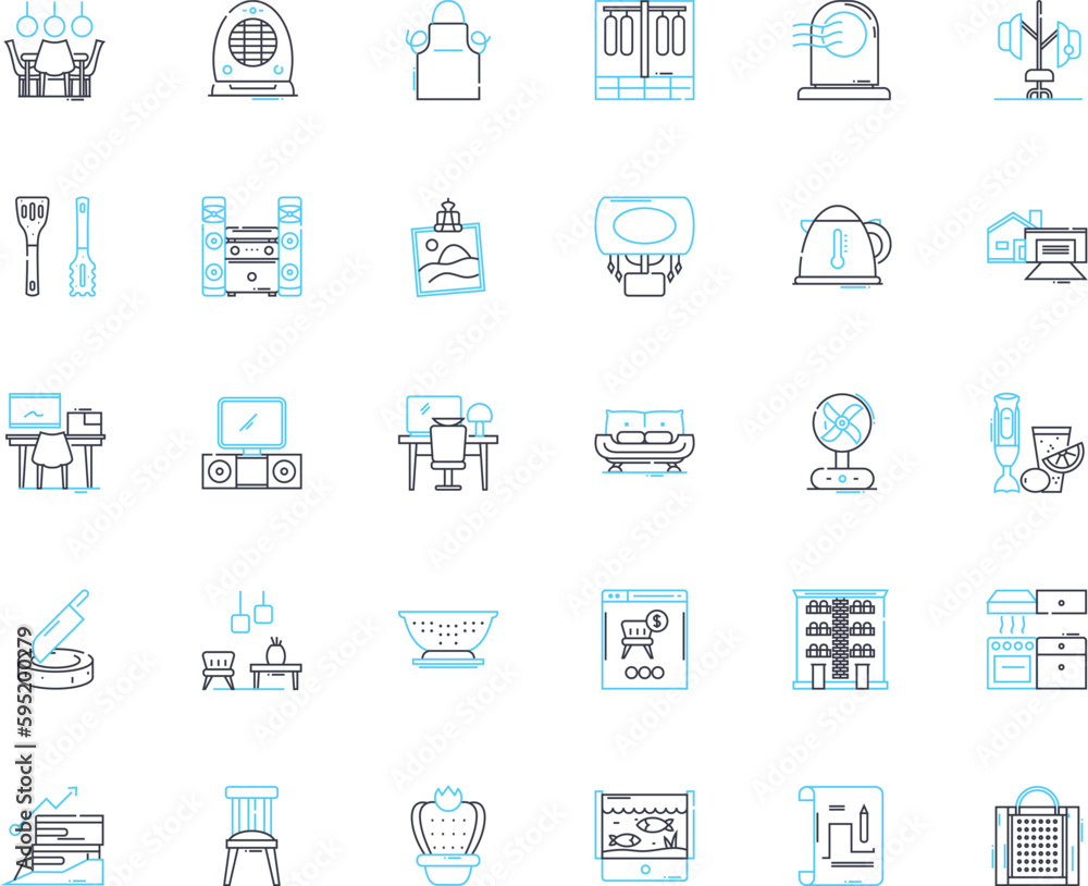 Landscape architecture linear icons set. Design, Environment ...