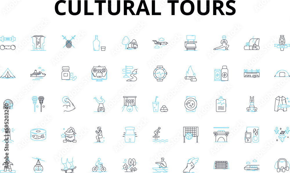 Cultural tours linear icons set. Heritage, Tradition, Folklore ...