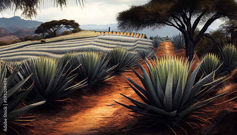 Agave Field in South America. Raw materials for the production of ...