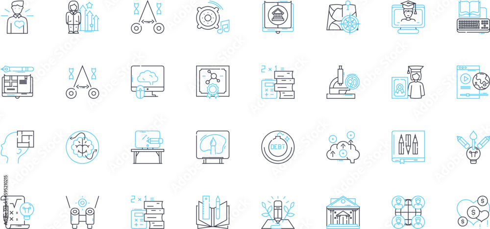 Learning quality linear icons set. Excellence, Progress, Mastery, Rigor ... Learning quality linear icons set. Excellence, Progress, Mastery, Rigor ...