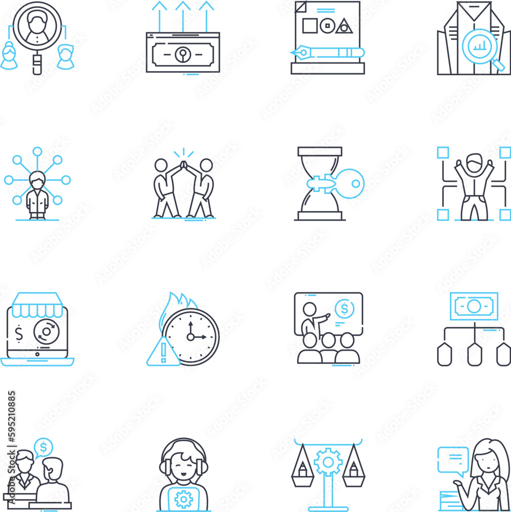 Succession planning linear icons set. Continuity, Development, Growth ...