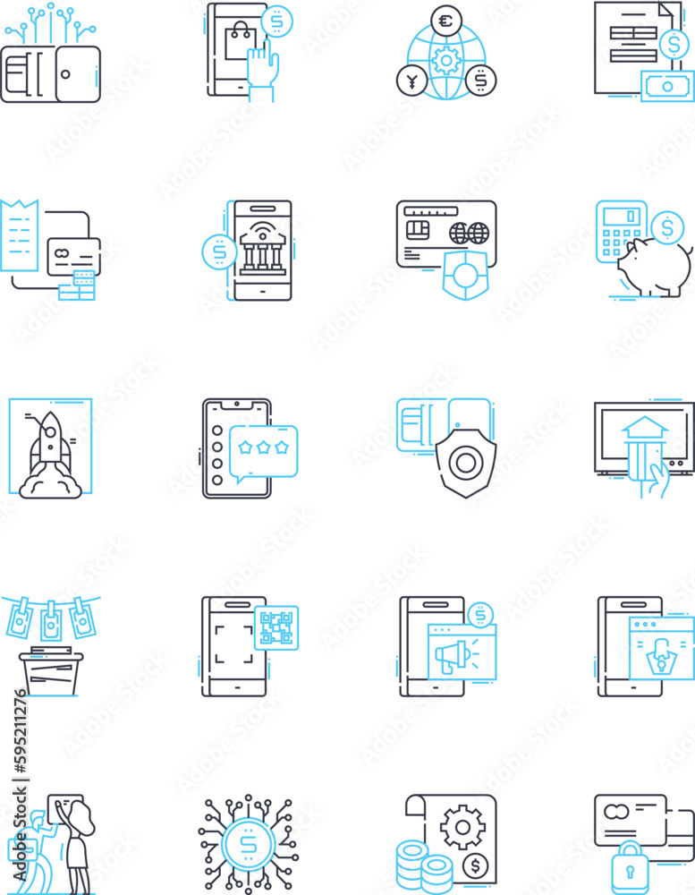 Mobile tech linear icons set. Smartphs, Tablets, Apps, Wireless ...