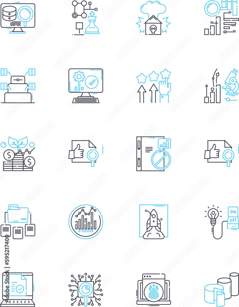 Strategic planning linear icons set. Innovation, Vision, Objectives ...