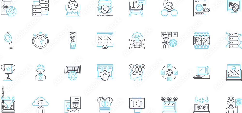 Trend Analysis Linear Icons Set Forecasting Detection Monitoring