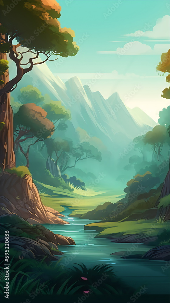 2D background environment for a mobile game. A high quality vertical ...