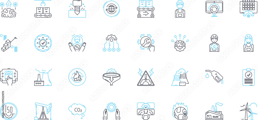 Intelligent Workplace linear icons set. Smart, Productive, Efficient ...