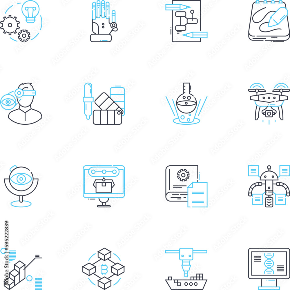 Self-driving cars linear icons set. Automation, Autonomy, Driverless ...