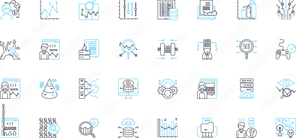 Stockvector Financial reporting linear icons set. Transparency ...