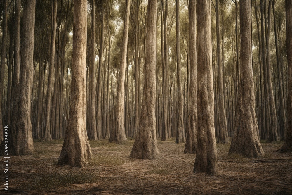 Transparent background with tall tree trunks. Generative AI Stock ...