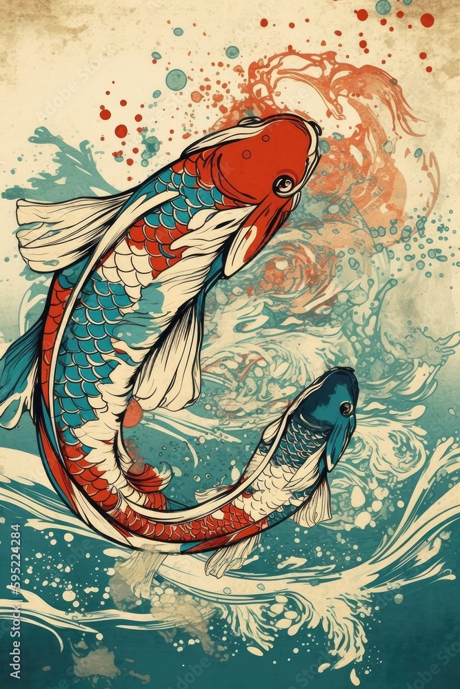 Traditional Japanese Koi Fish Painting