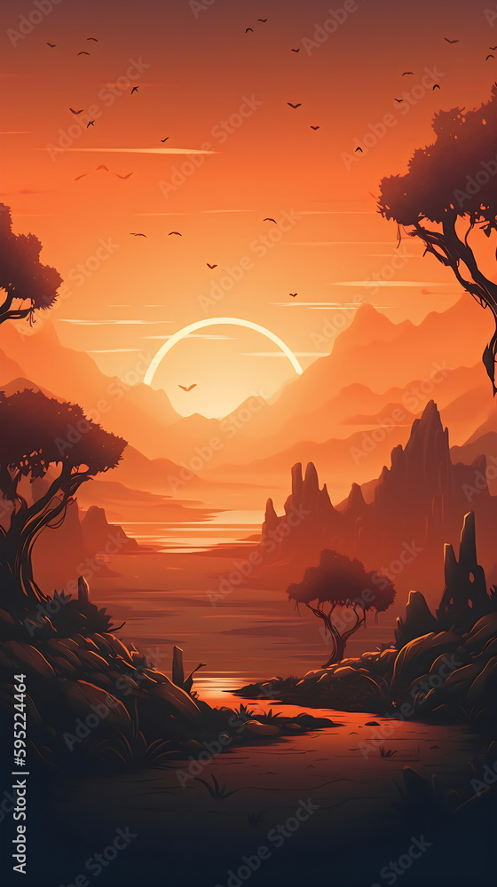 2D background environment for a mobile game. A high quality vertical ...