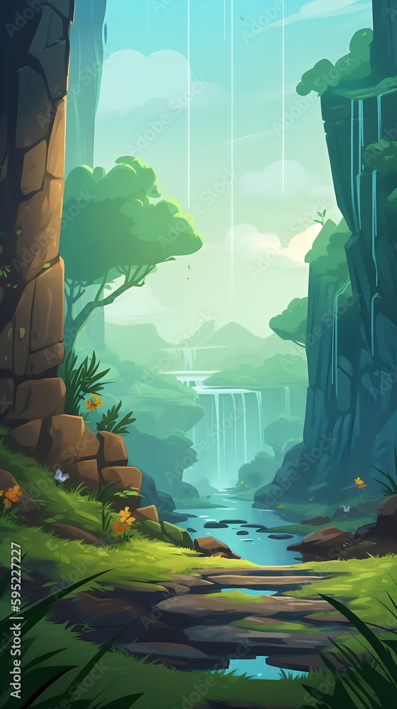 2D background environment for a mobile game. A high quality vertical ...