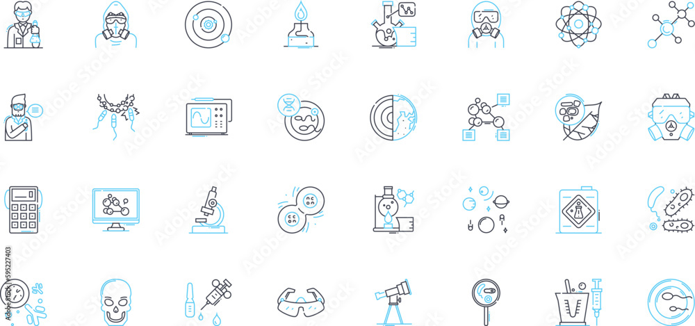 Nanotechnology linear icons set. Nanoparticles, Nanomaterials ...