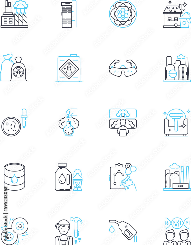 Chemical transformation linear icons set. Reactivity, Conversion ...