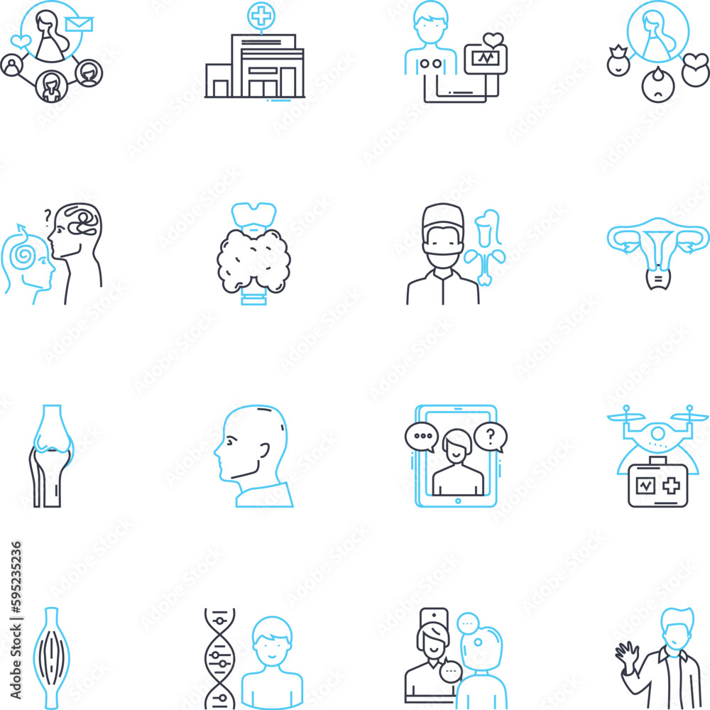 Hereditary wellness linear icons set. Genetics, Inheritance, DNA ...
