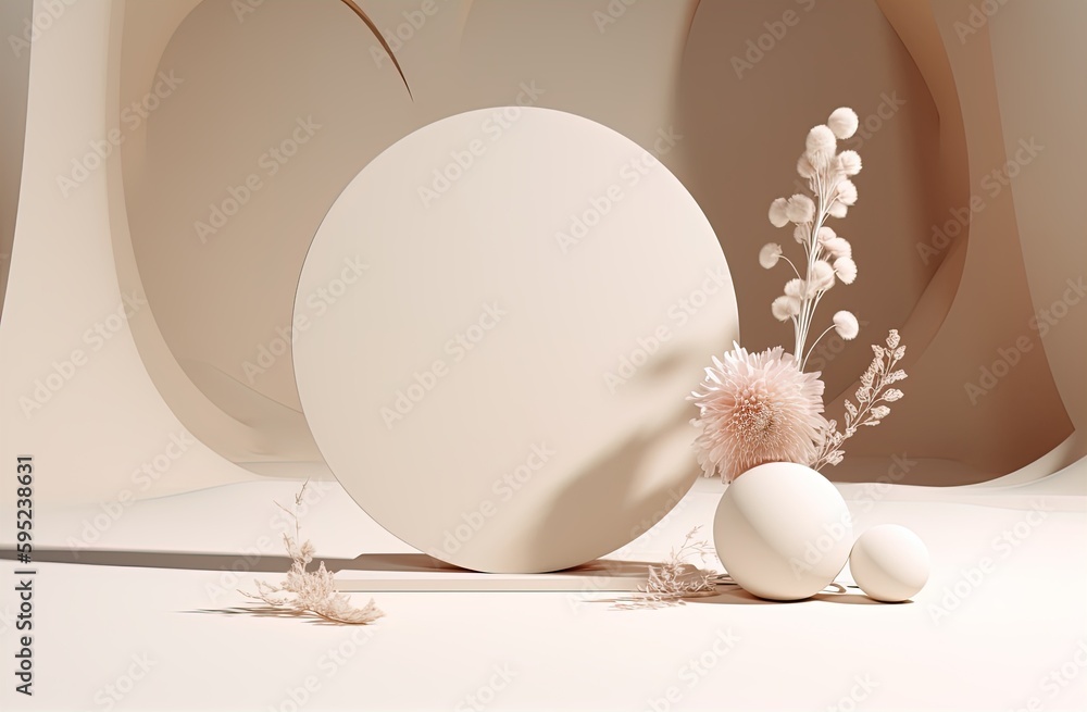a white object standing in front of sand and flowers, in the style of ...