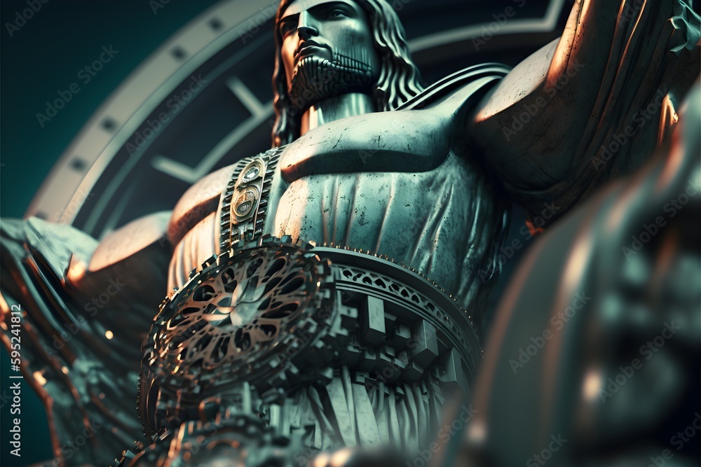 Christ the redeemer statue inside an engine futuristic design picture ...