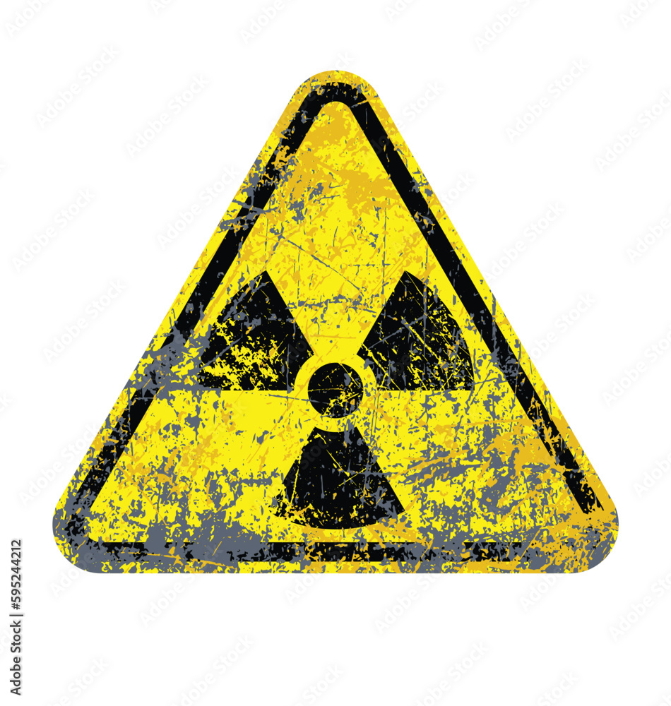 radiation warning symbol distressed triangle Stock Vector | Adobe Stock
