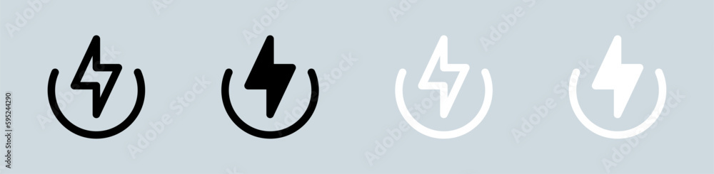 Power icon set in black and white. Energy signs vector illustration ...
