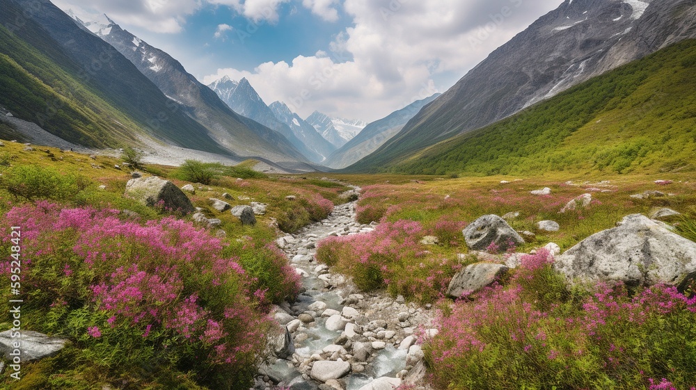 Flower Valley India's National Park. A verdant valley filled with ...