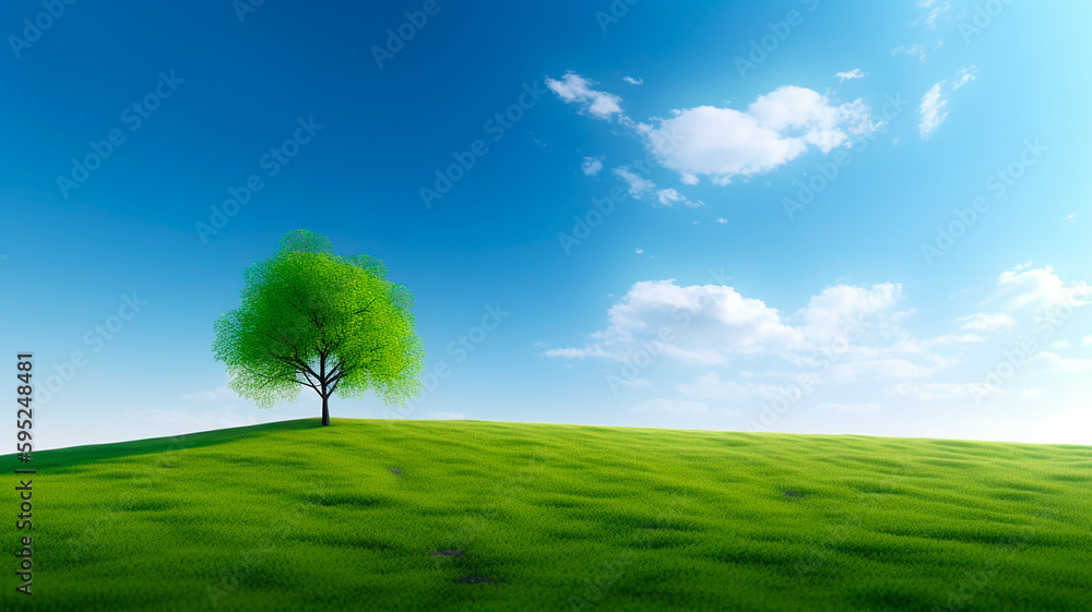 Árbol en la pradera Stock Illustration | Adobe Stock